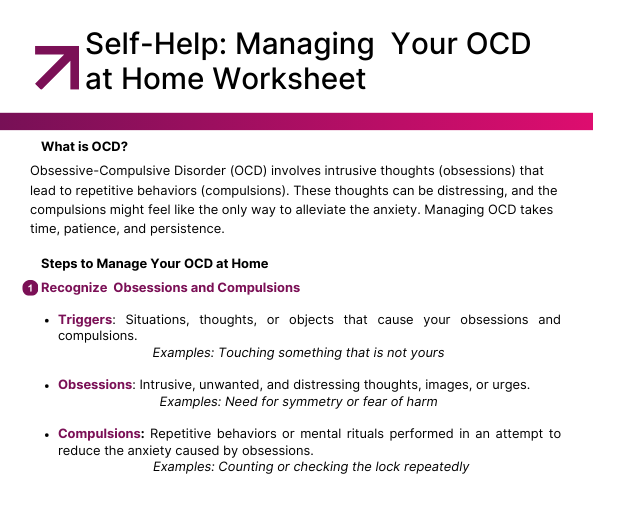 Self-Help Managing Your OCD at Home Worksheet [FREE PDF Download]