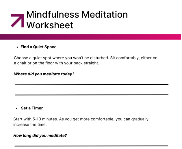 Mindfulness Meditation Worksheet [FREE PDF Download]